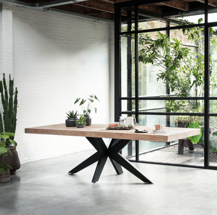 Reclaimed Teak - Teak/Metal Nelson Dining Table Solid Top